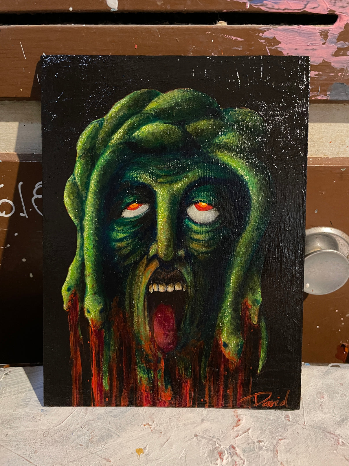 Peinture originale "Tête de Méduse, la gorgone" par David Therrien ...